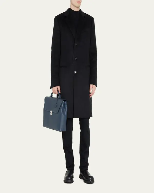 VALEXTRA Avietta Pebble Leather Briefcase - Blu Bb