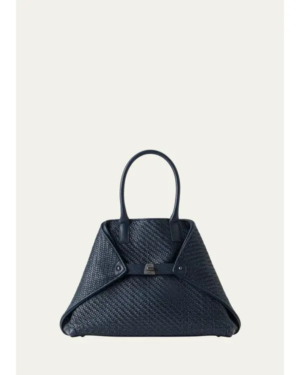 Akris Ai Small Plaid Braided Top-handle Bag
