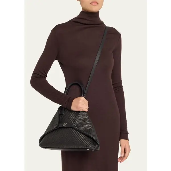 Akris Ai Small Plaid Braided Top-handle Bag