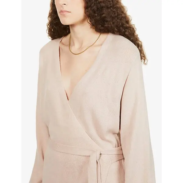 Pretty Lavish Beau Wrap-Front Knitted Midi Dress - Dusky Pink | Editorialist