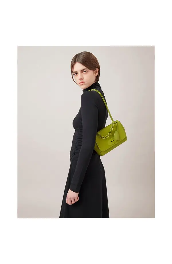 Mulberry Lily Crinkle Leather Top Handle Bag - Acid Green