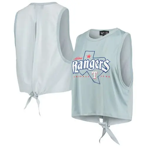 THE WILD COLLECTIVE Texas Rangers Open Back Twist-tie Tank Top - Light Blue