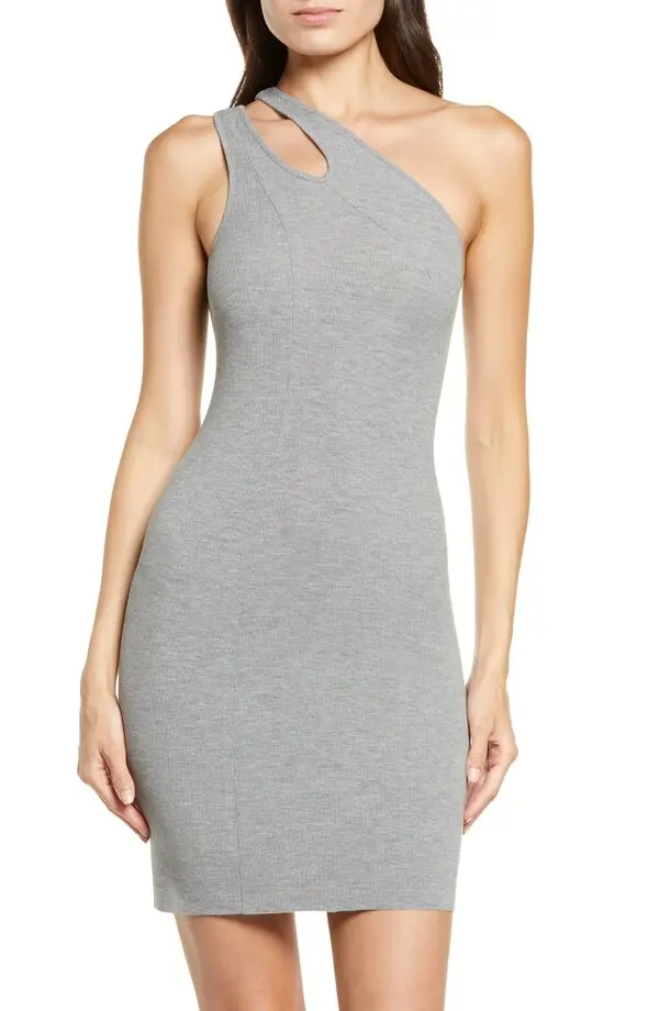SKIMS Cutout Collection One-shoulder Ribbed Dress - Heather Grey