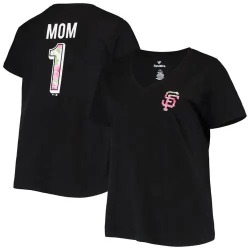 Profile San Francisco Giants "#1 Mom" V-neck T-shirt - Black