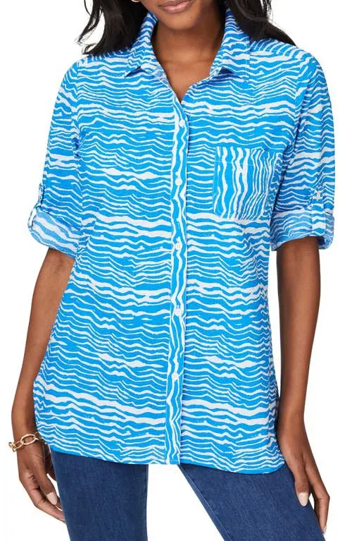 Foxcroft Tamara Coastal Waves Cotton Tunic