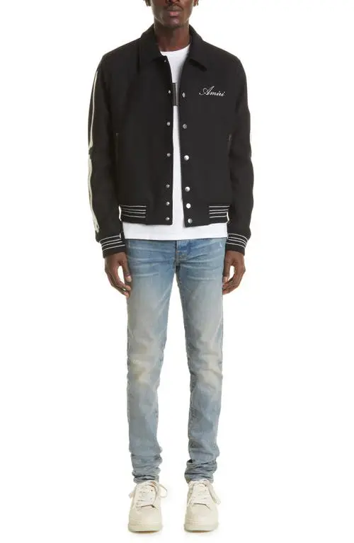 Amiri Bones Wool Varsity Jacket