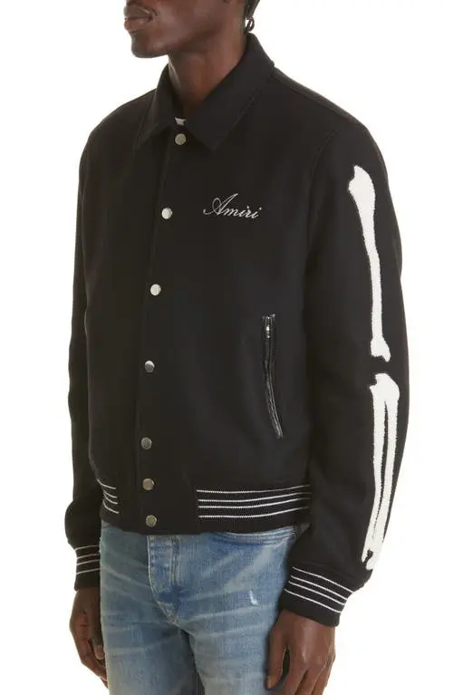 Amiri Bones Wool Varsity Jacket