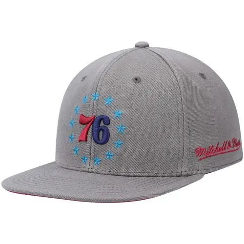 Mitchell & Ness Philadelphia 76ers Hardwood Classics 60th Anniversary Fitted Hat - Charcoal