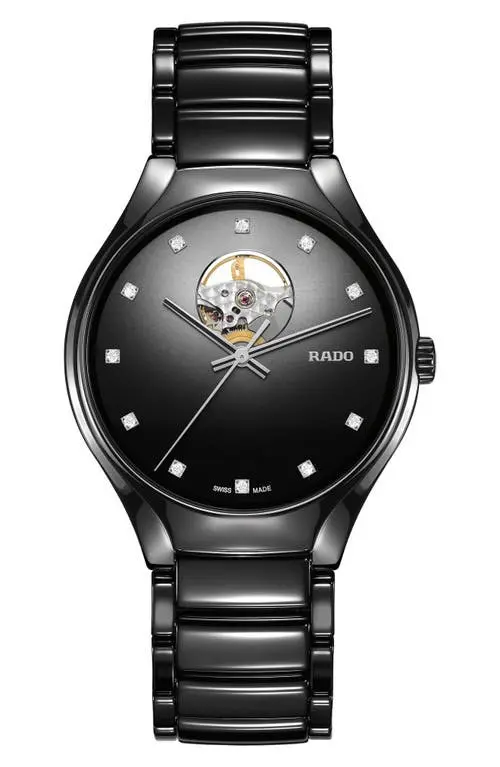 RADO Ceramic Bracelet Watch With Diamonds - Black