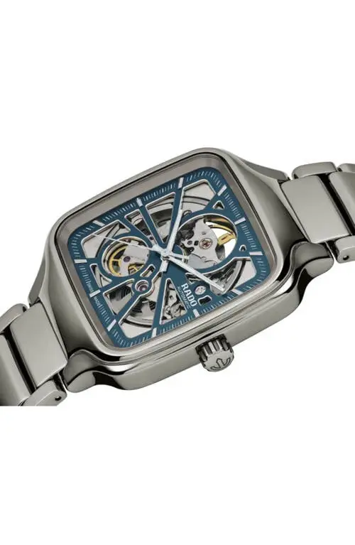 RADO True Square Automatic Open Heart Bracelet Watch - Blue