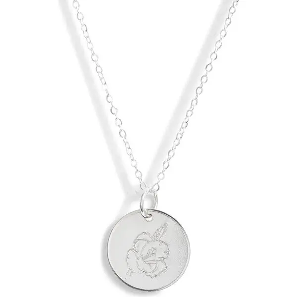 NASHELLE Birth Flower Necklace - Sterling Silver - August