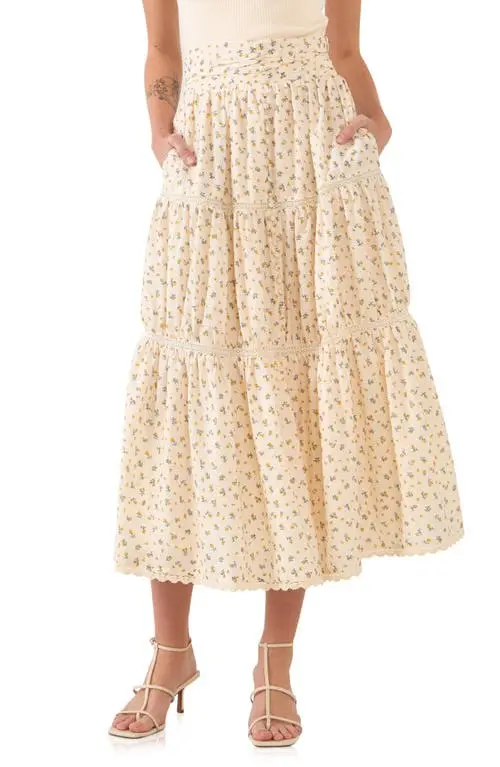 FREE THE ROSES Floral Tiered Maxi Skirt