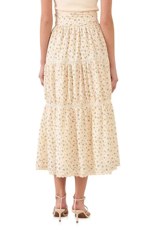 FREE THE ROSES Floral Tiered Maxi Skirt