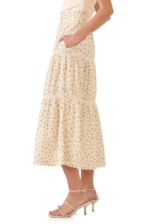 FREE THE ROSES Floral Tiered Maxi Skirt