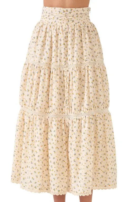 FREE THE ROSES Floral Tiered Maxi Skirt