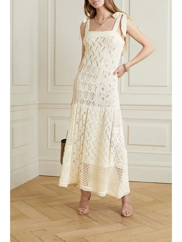 Zimmermann Anneke Pointelle-Knit Cotton Midi Dress In Cream - 60% Off |  Editorialist