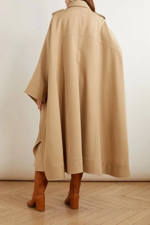 Chloé Belted Cape-effect Wool Trench Coat