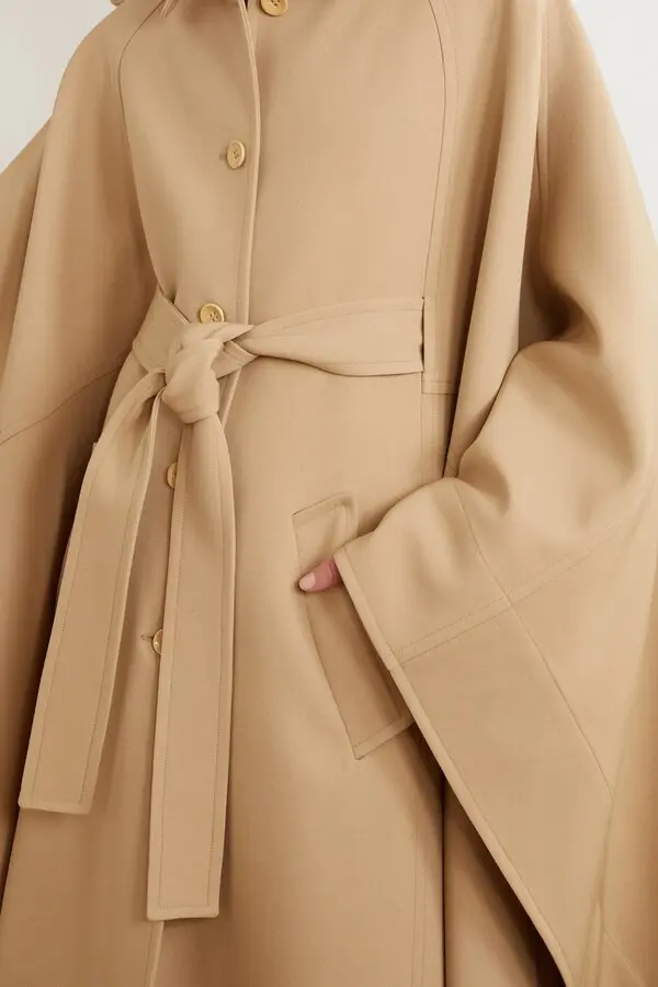 Chloé Belted Cape-effect Wool Trench Coat