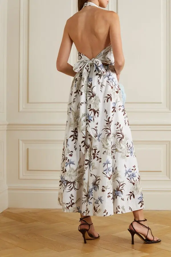 chinese dress ladies Floral Print Linen Chine Midi Shirt Dress – Elizabeth Anthony