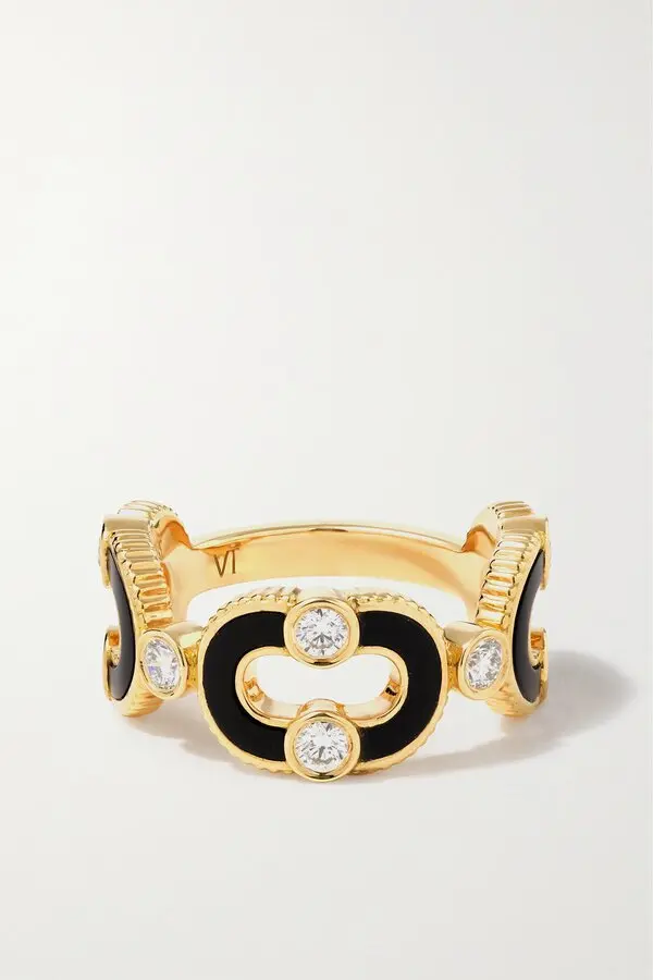 VILTIER Magnetic Enchainee 18-karat Gold, Diamond And Onyx Ring - Black