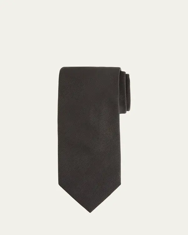 Brioni Solid Textured Neck Tie - Black