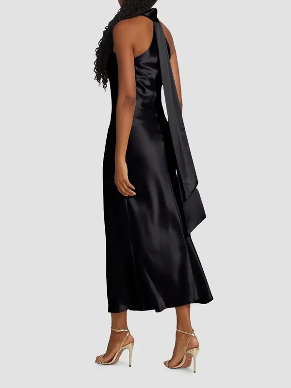 Galvan Pandora Satin Halterneck Midi-dress