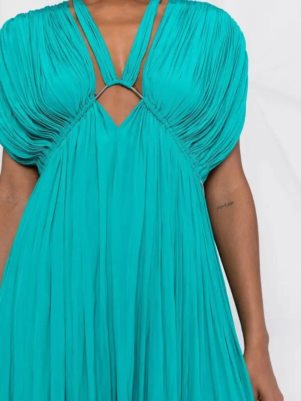 LANVIN Gathered Detail V-neck Maxi Dress - Blue