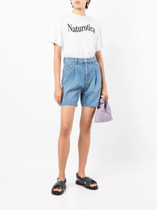 MOTHER The Fun Dip Pleated Denim Shorts