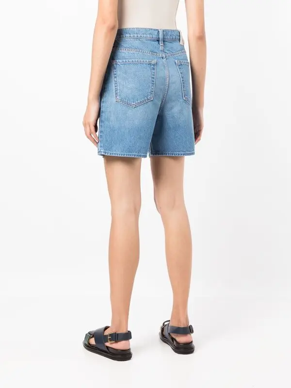 MOTHER The Fun Dip Pleated Denim Shorts