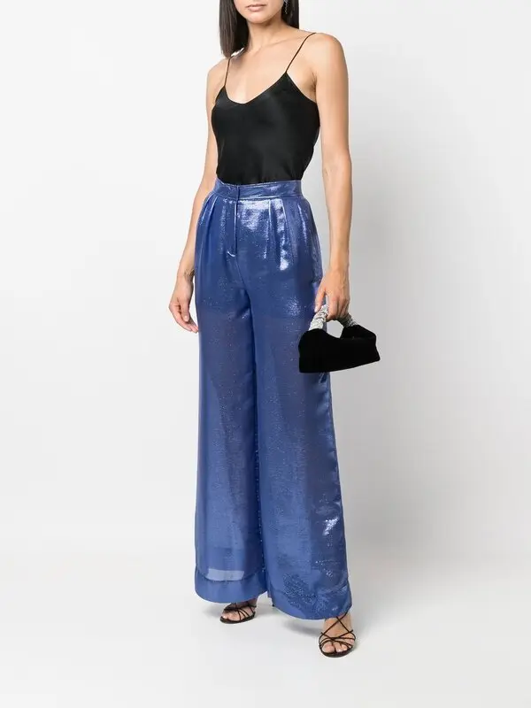 Alberta Ferretti Metallic-finish Wide-leg Trousers