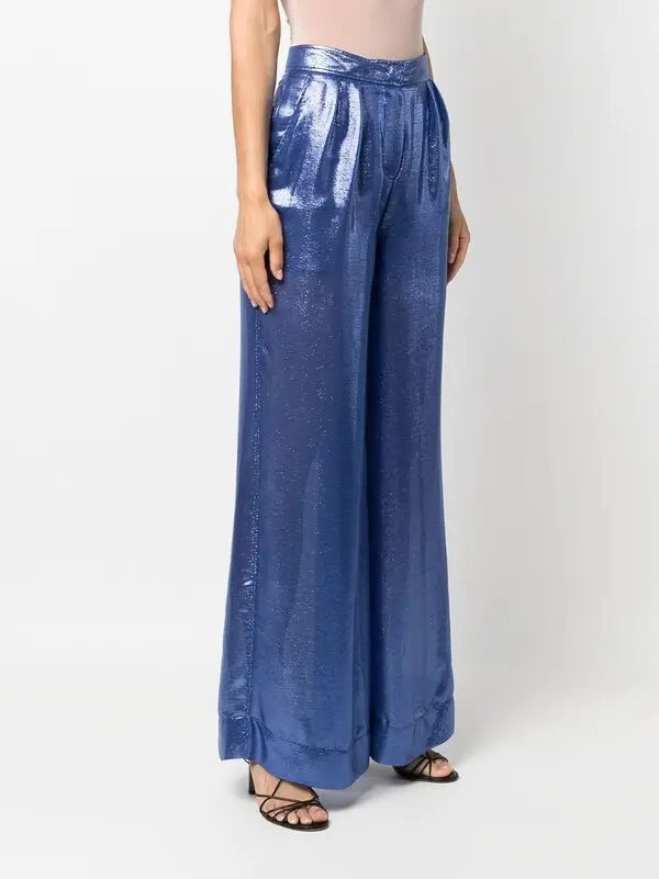 Alberta Ferretti Metallic-finish Wide-leg Trousers