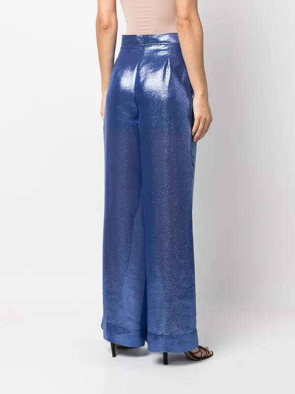 Alberta Ferretti Metallic-finish Wide-leg Trousers