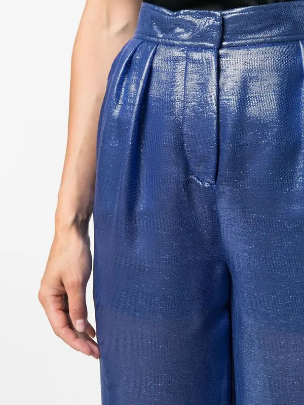 Alberta Ferretti Metallic-finish Wide-leg Trousers