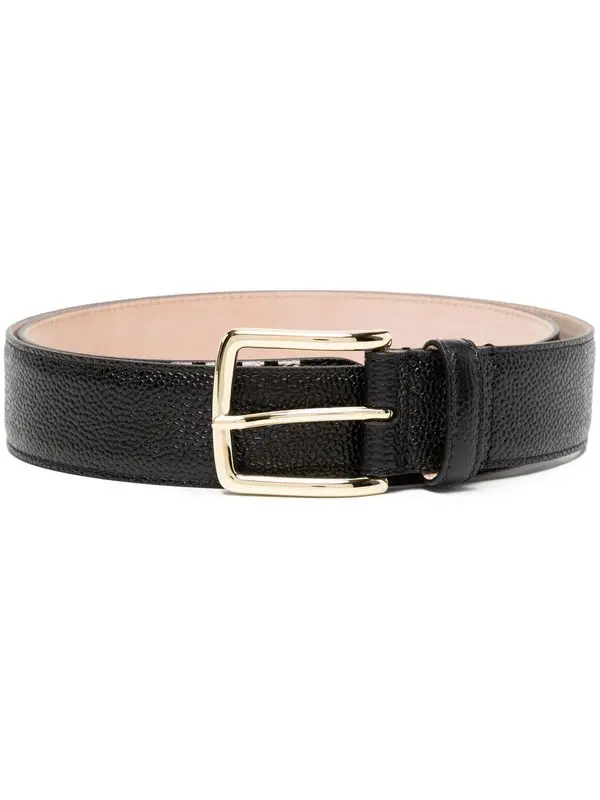 Thom Browne 4-bar Stripe Leather Belt - Black
