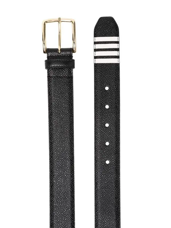 Thom Browne 4-bar Stripe Leather Belt - Black