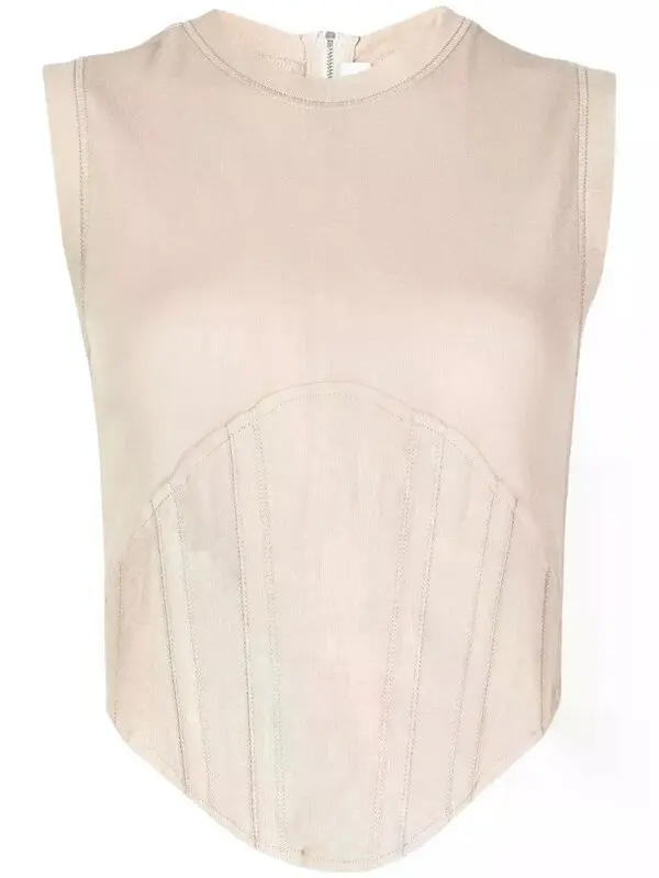 DION LEE Fine-ribbed Corset Tank Top - Brown