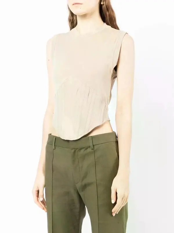 DION LEE Fine-ribbed Corset Tank Top - Brown