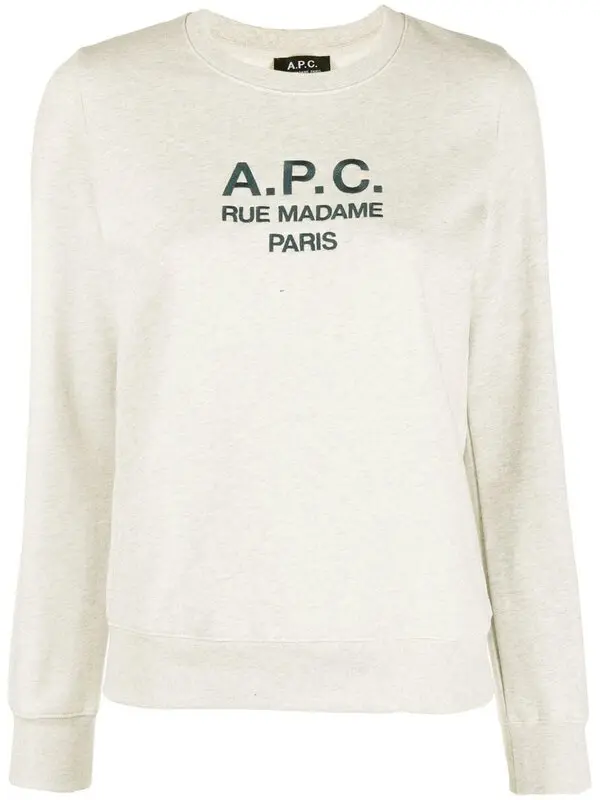A.p.c. Logo-print Cotton Sweatshirt - Neutrals