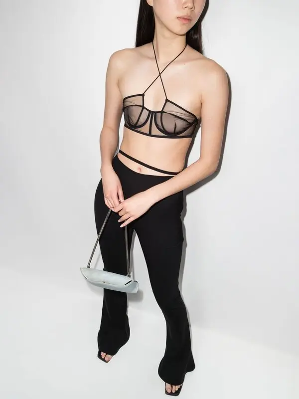 NENSI DOJAKA Sheer Panelled Halterneck Bra