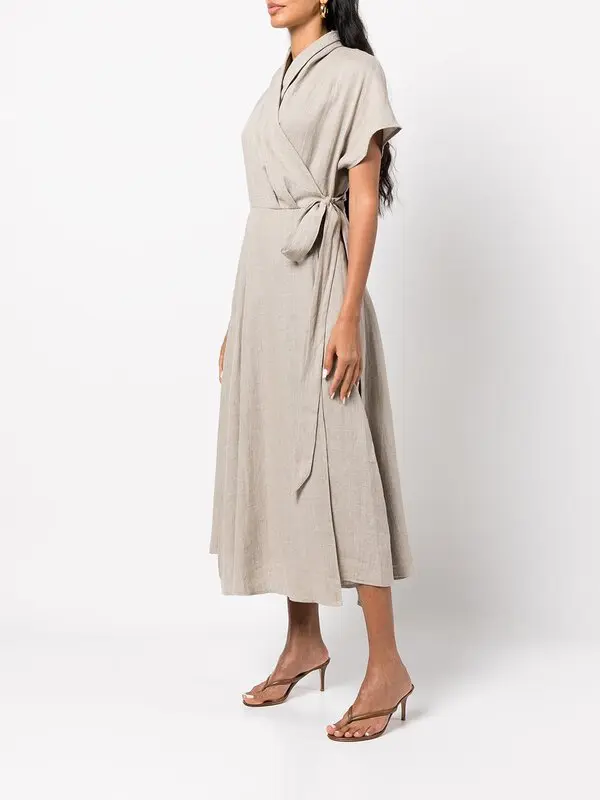 Voz Butterfly Linen Wrap Dress