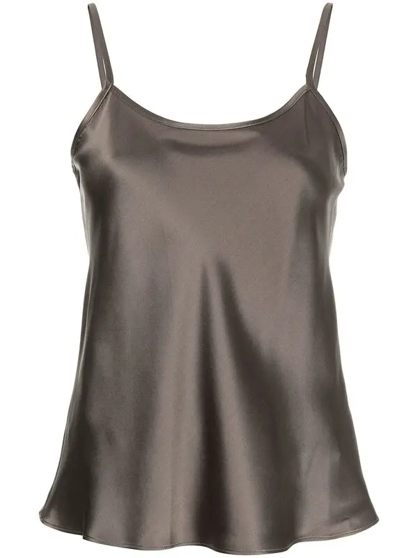 Voz Flared Silk Vest Top - Grey