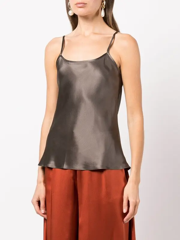 Voz Flared Silk Vest Top - Grey