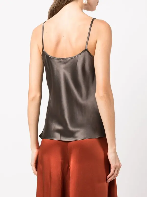 Voz Flared Silk Vest Top - Grey