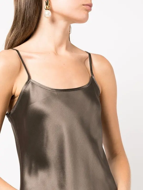 Voz Flared Silk Vest Top - Grey