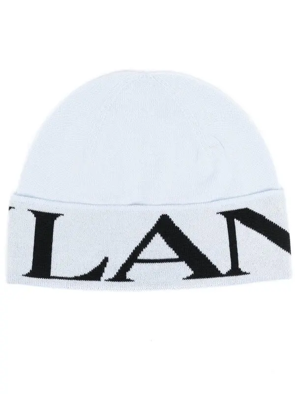 LANVIN Intarsia-knit Wool Beanie - Blue