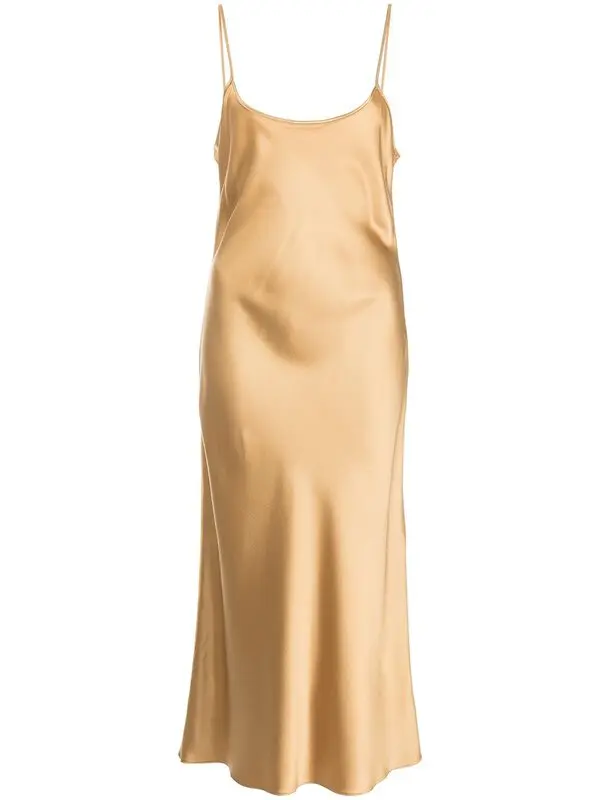 Voz Metallic Silk Midi Slip Dress - Gold
