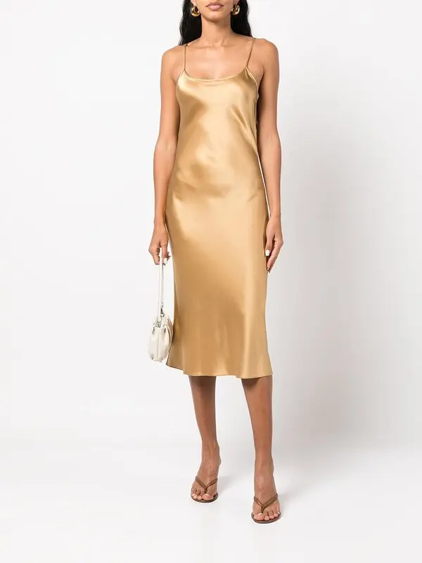 Voz Metallic Silk Midi Slip Dress - Gold
