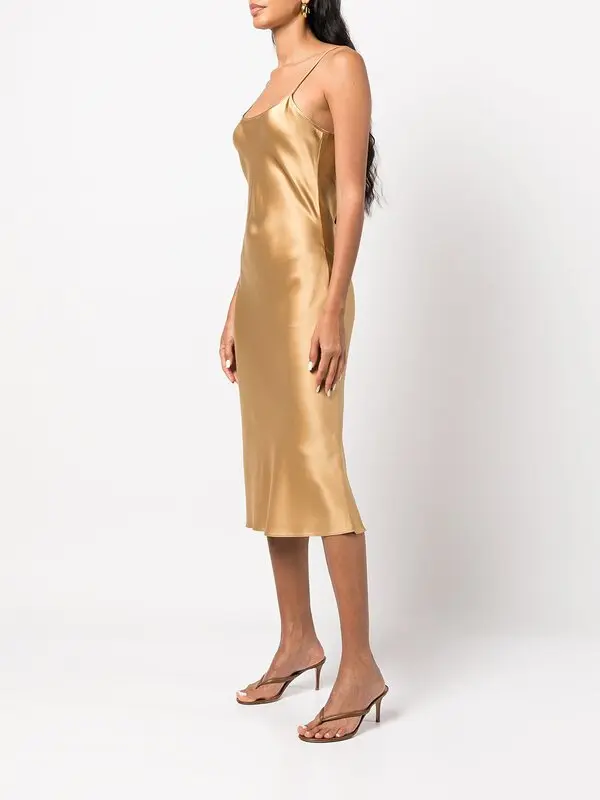 Voz Metallic Silk Midi Slip Dress - Gold