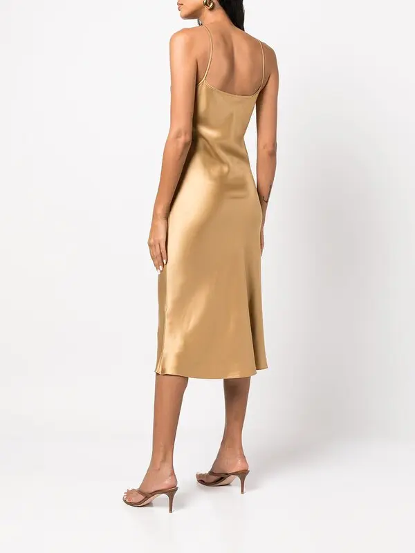 Voz Metallic Silk Midi Slip Dress - Gold