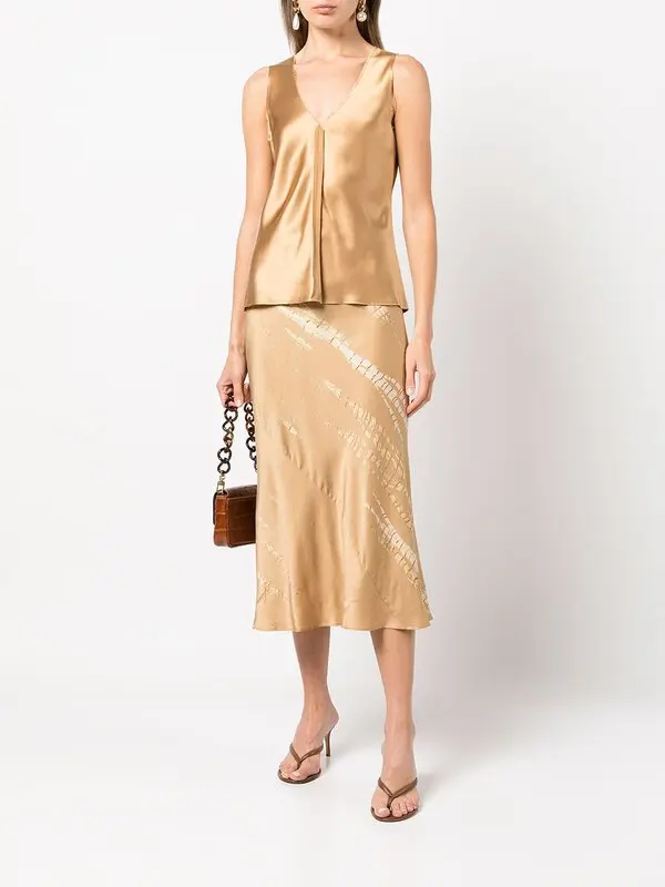 Voz Raw-cut Silk Tank Top - Gold